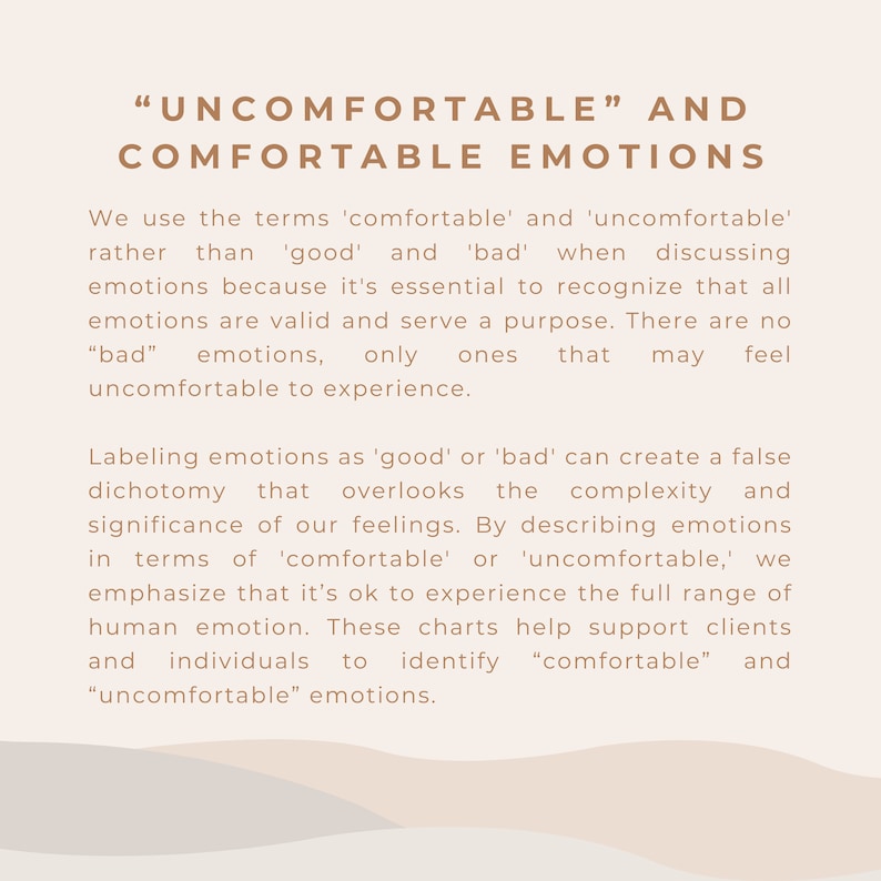 Feelings Charts: Comfortable & Uncomfortable Emotions - Therapist ...