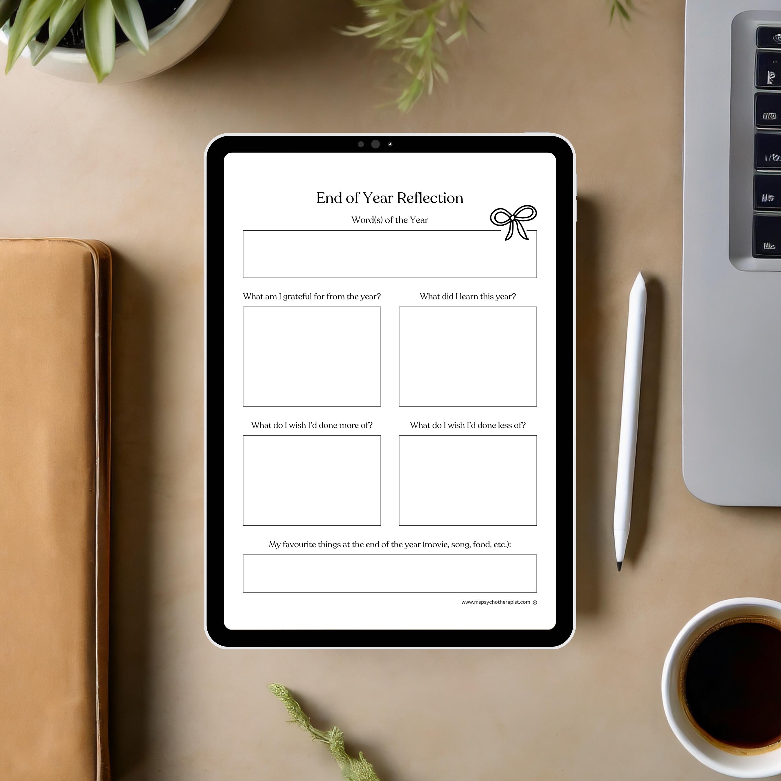 New Years Resolution Worksheet for Setting Goals and Intentions ...