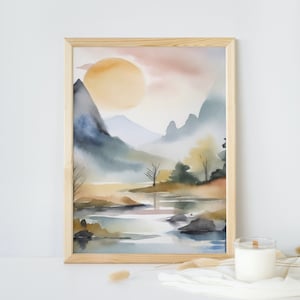 Mental Health Watercolor Art Prints: Calming Abstract Landscape ...