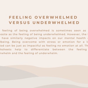 Overwhelm Vs Underwhelm Worksheets and Psychoeducation Tool for ...