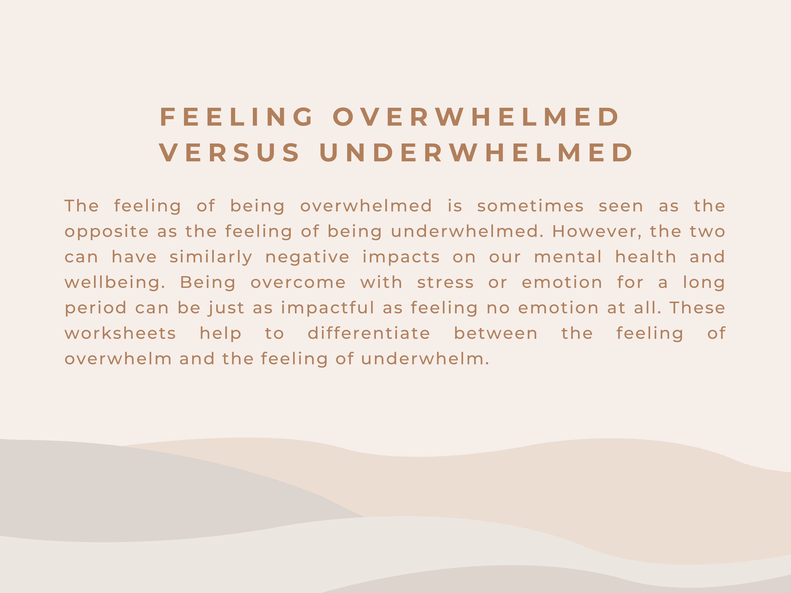 Overwhelm Vs Underwhelm Worksheets and Psychoeducation Tool for ...