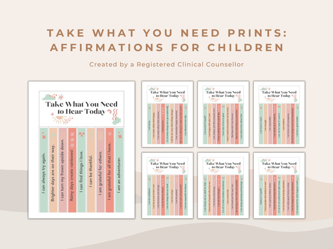 Children's Affirmation Prints: Mental Health, Self-esteem (digital ...