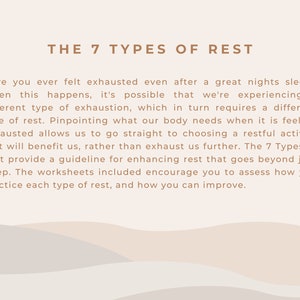 7 Types of Rest Self-care Workbook for Mental Health and Wellbeing ...