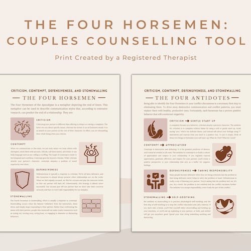 The Four Horsemen Couples Counselling Conflict Resolution - Etsy