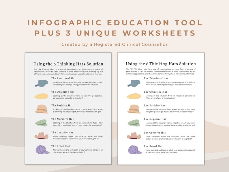 6 Thinking Hats Problem Solving Tool: Therapy & Decision Making (PDF ...