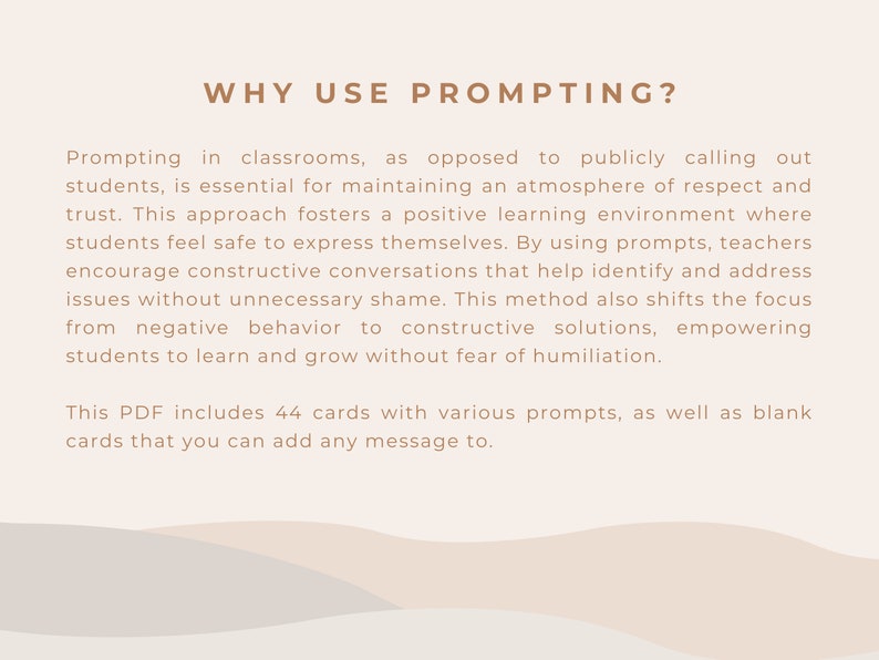 Classroom Management Prompt Cards: Student Behavior Nudges (PDF) - Etsy