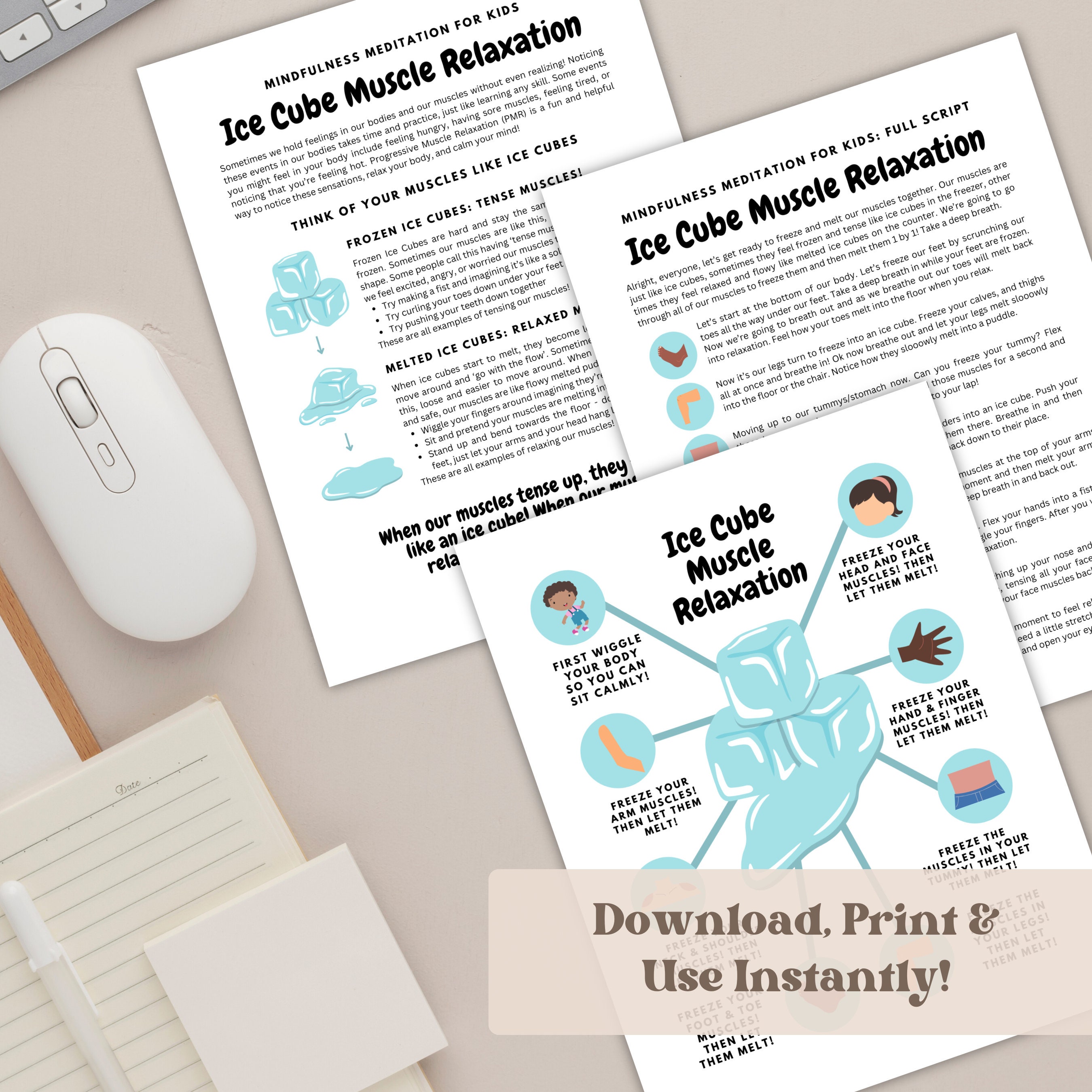 Progressive Muscle Relaxation for Kids: Ice Cube Mindfulness (PDF) - Etsy