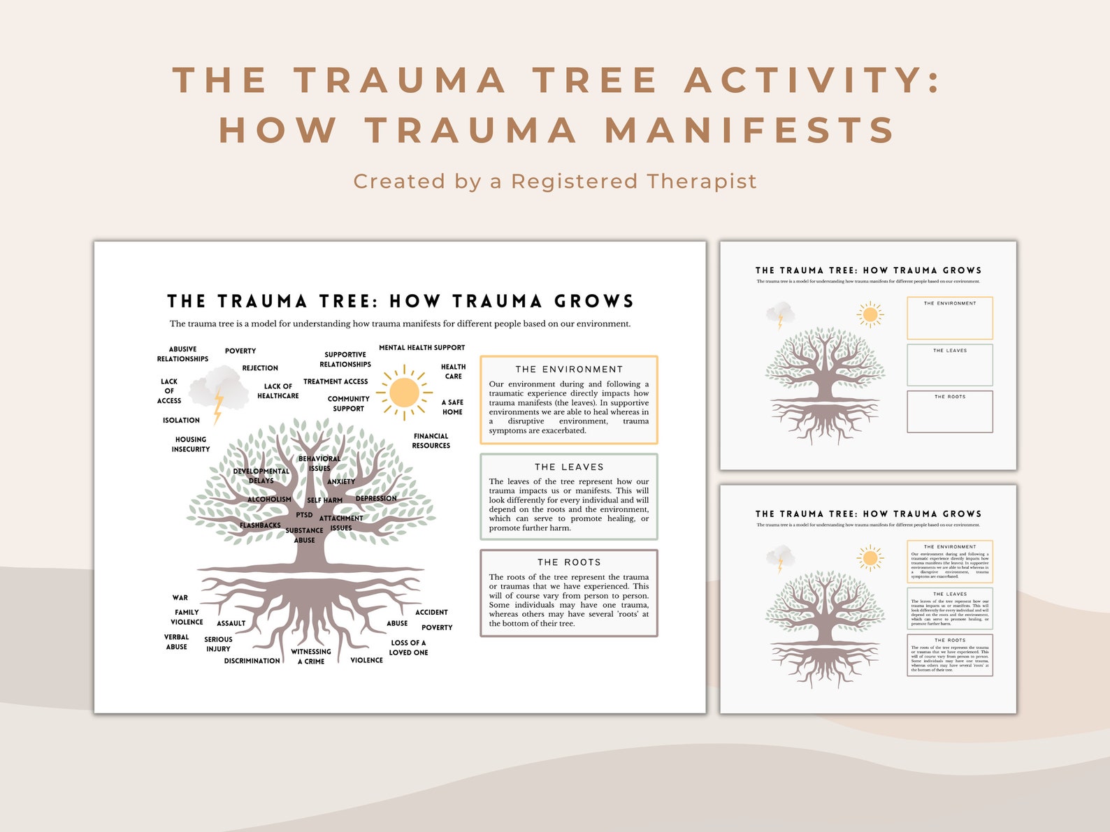 The Trauma Tree Therapeutic Psychoeducation Tool and Worksheet Activity ...