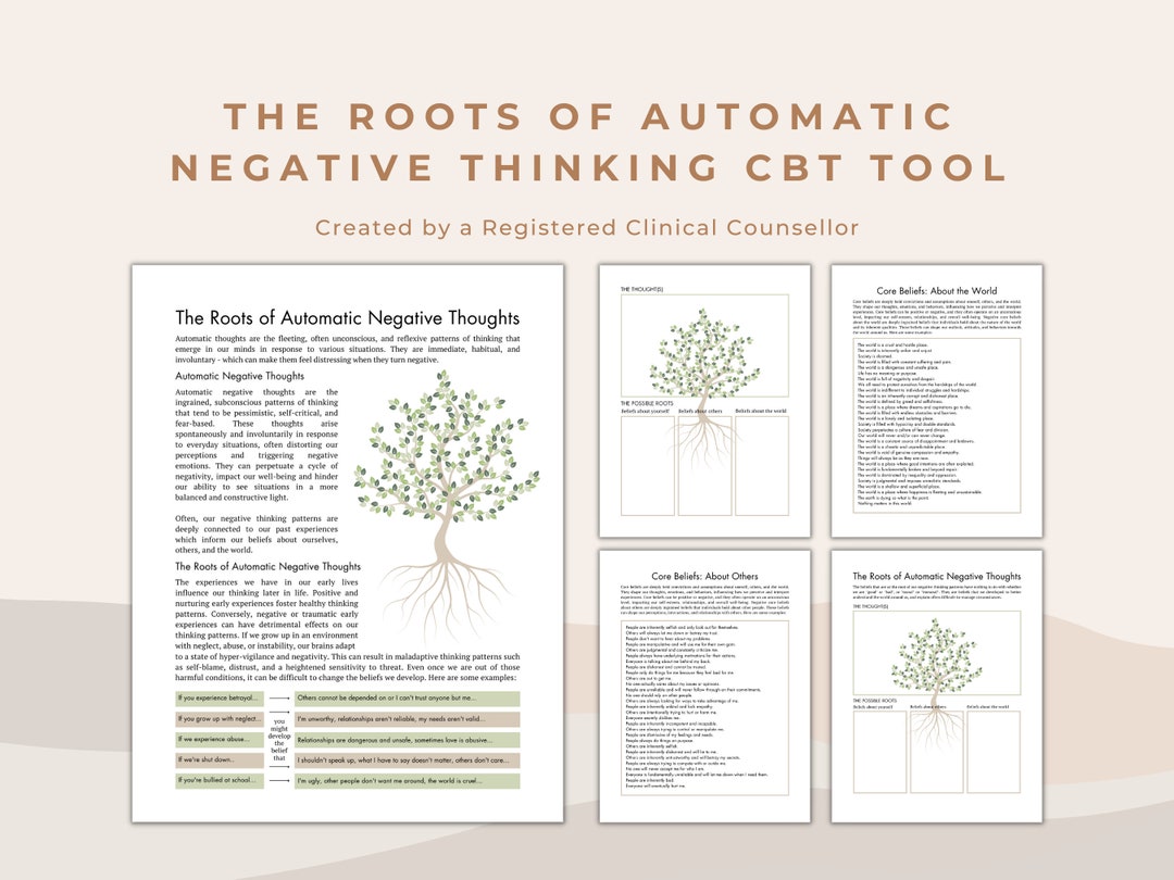 Negative Thinking Roots: CBT Worksheet Bundle (PDF) - Etsy