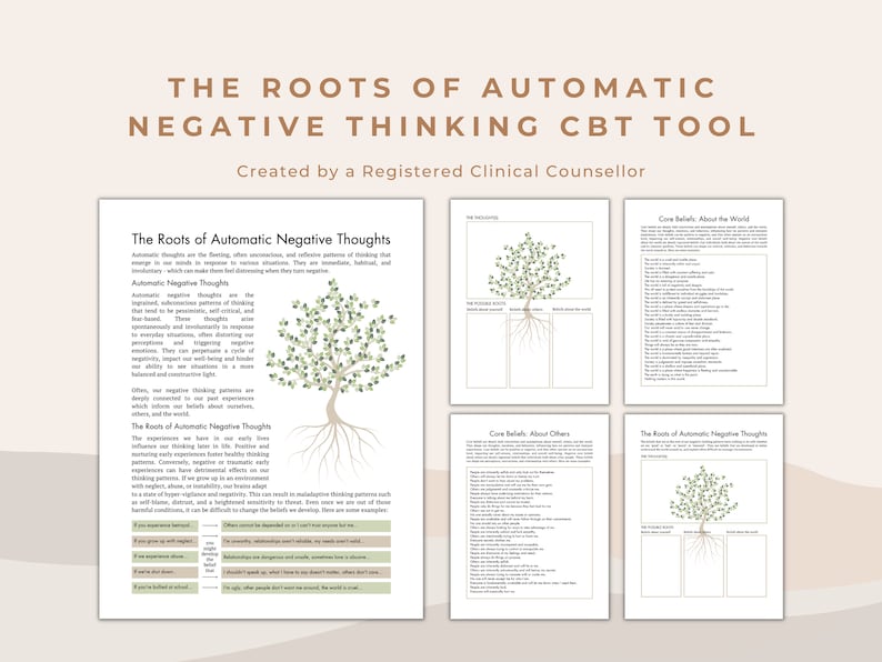 Negative Thinking Roots: CBT Worksheet Bundle (PDF) - Etsy