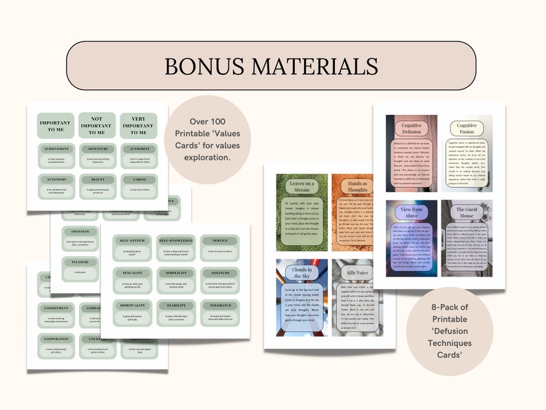 ACT Bundle Pack of Posters Visual Aids and Worksheets - Etsy Canada