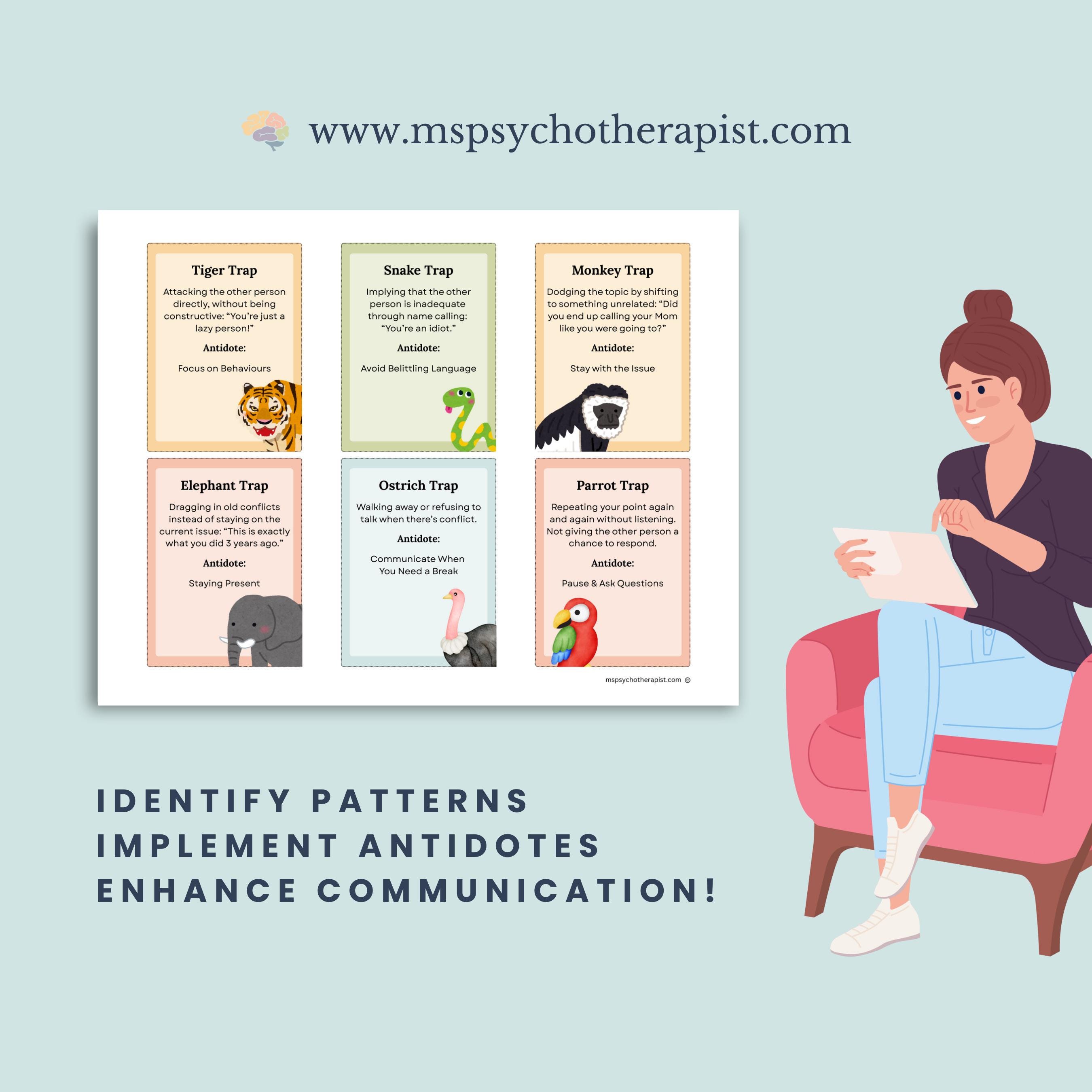 Communication Traps: Printable Cards for Couples Counseling and Mental ...
