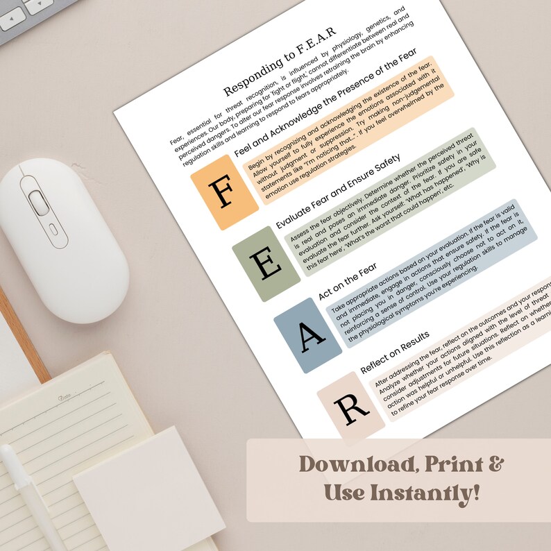 Responding to Fear and Phobias Worksheet: Healing the Stress Response ...