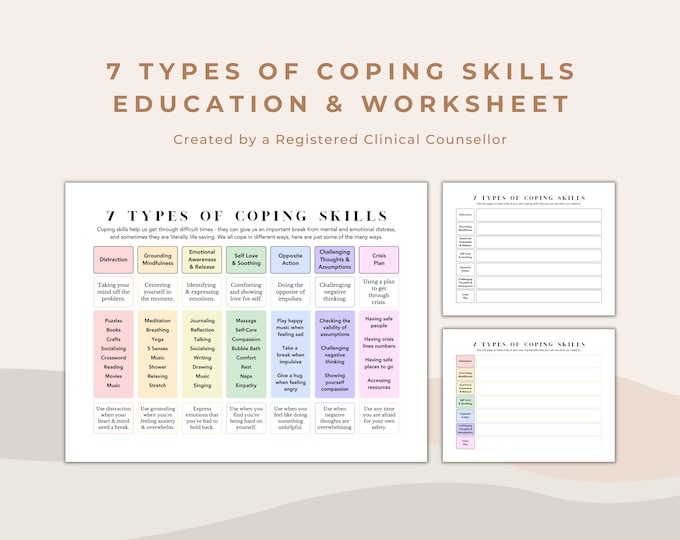 Coping Skills Handout: 7 Types Education & Worksheet (PDF) - Etsy