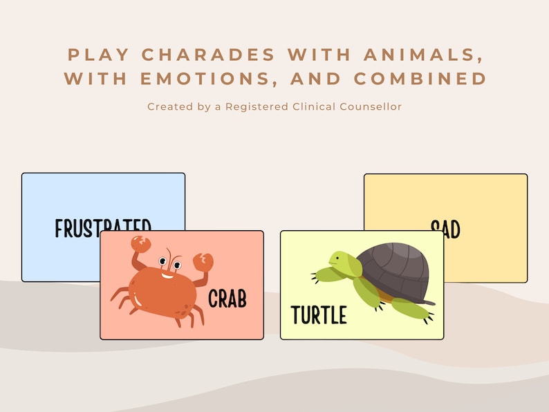 Emotions Charades Game With Animals for Teaching Social Skills - Etsy ...
