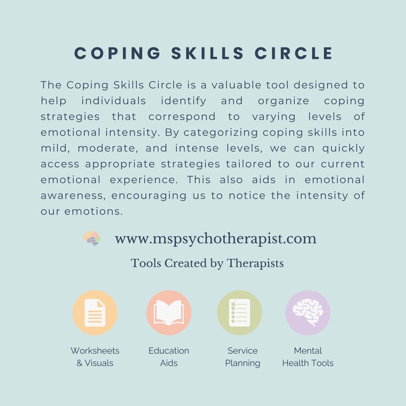 Coping Skills Circle: Emotional Intensity Worksheet (PDF) - Etsy