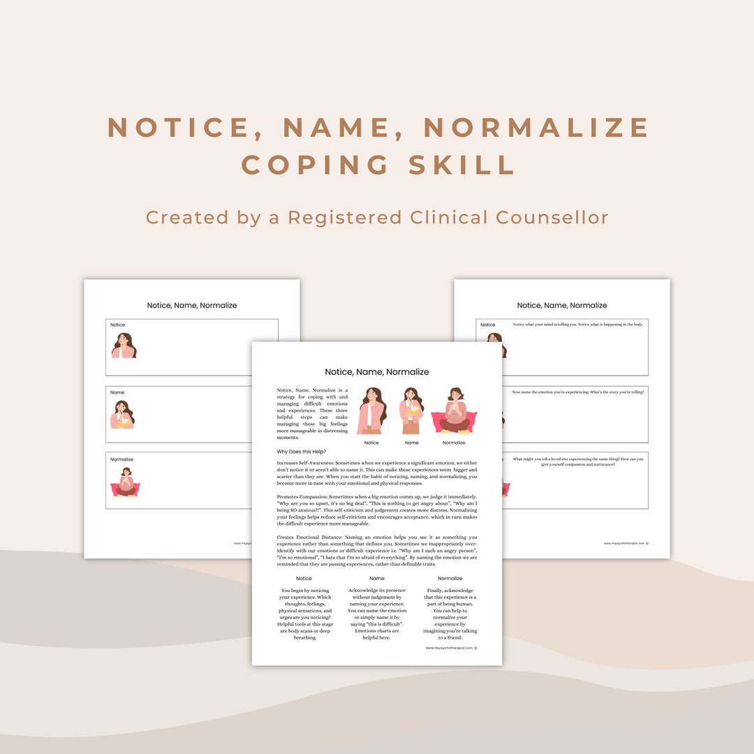 Emotional Regulation Worksheet: Notice, Name, Normalize Tool (PDF) - Etsy