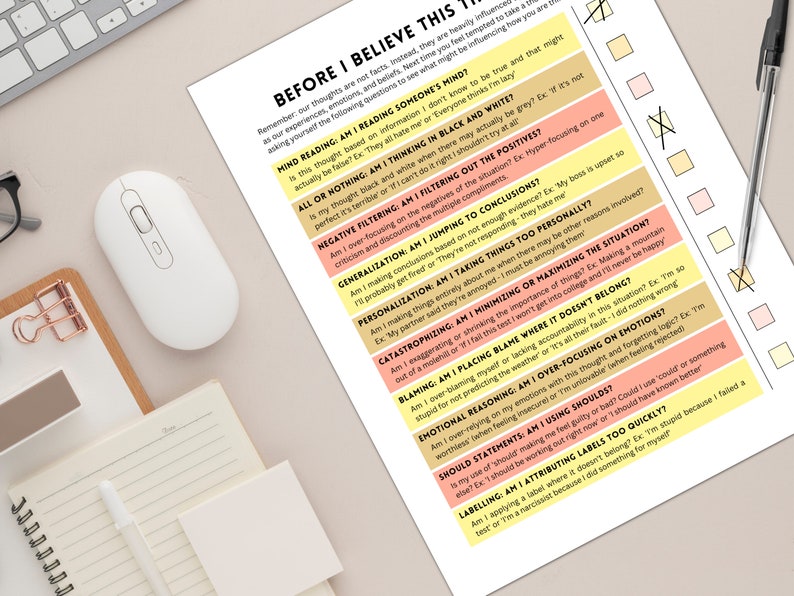 Thinking Trap Checklist: Worksheet for Analyzing Thoughts and - Etsy Canada