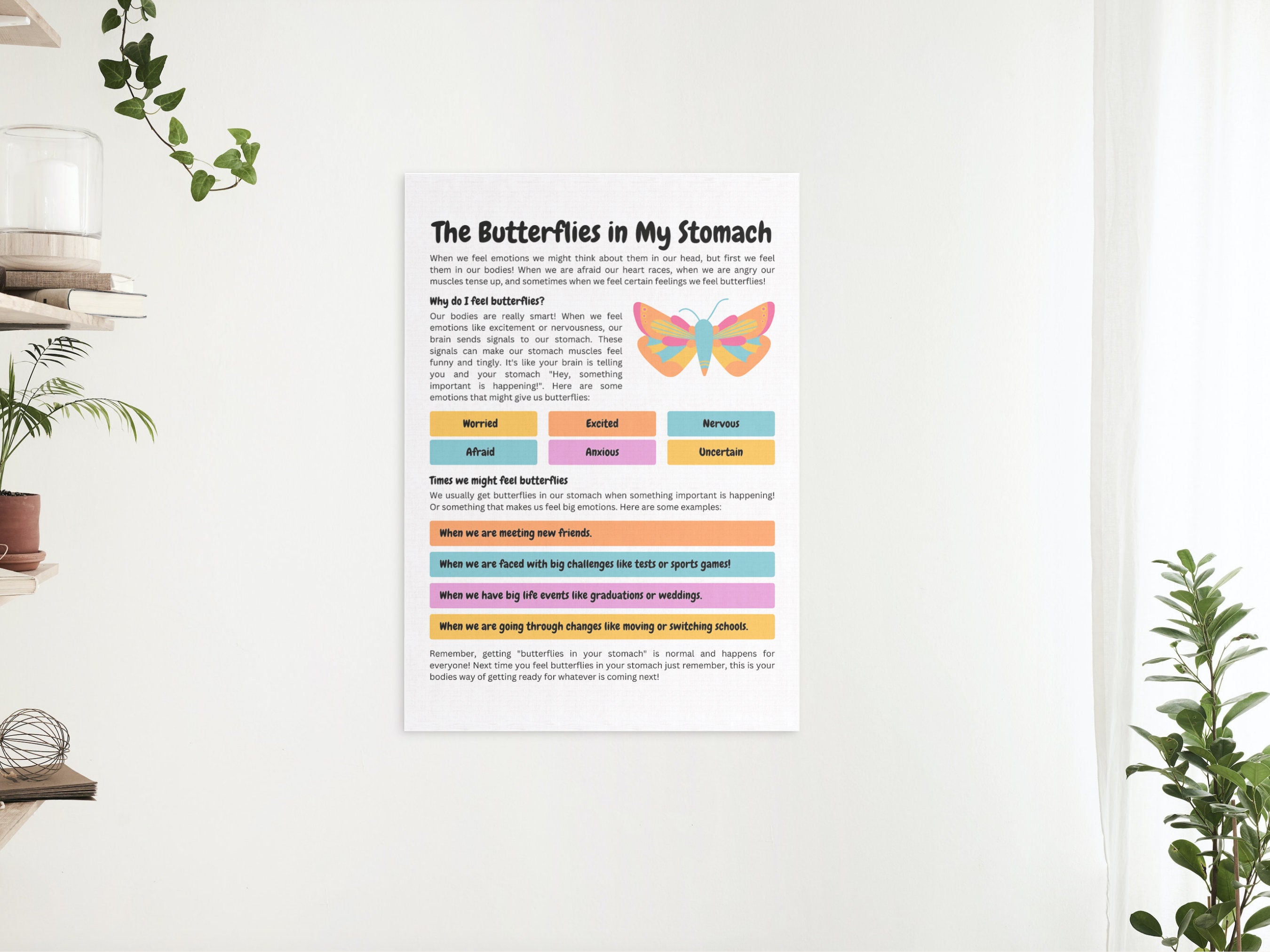 Butterfly Anxiety Tool for Kids | Mental Health Worksheets for ...