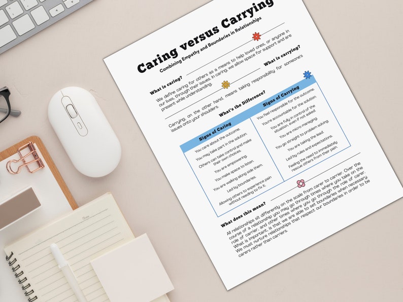 Caring Vs Carrying Worksheet: Healthy Boundaries Printable (PDF) - Etsy