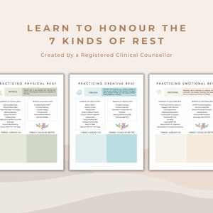 7 Types of Rest Self-care Workbook: Mental Health (PDF) - Etsy