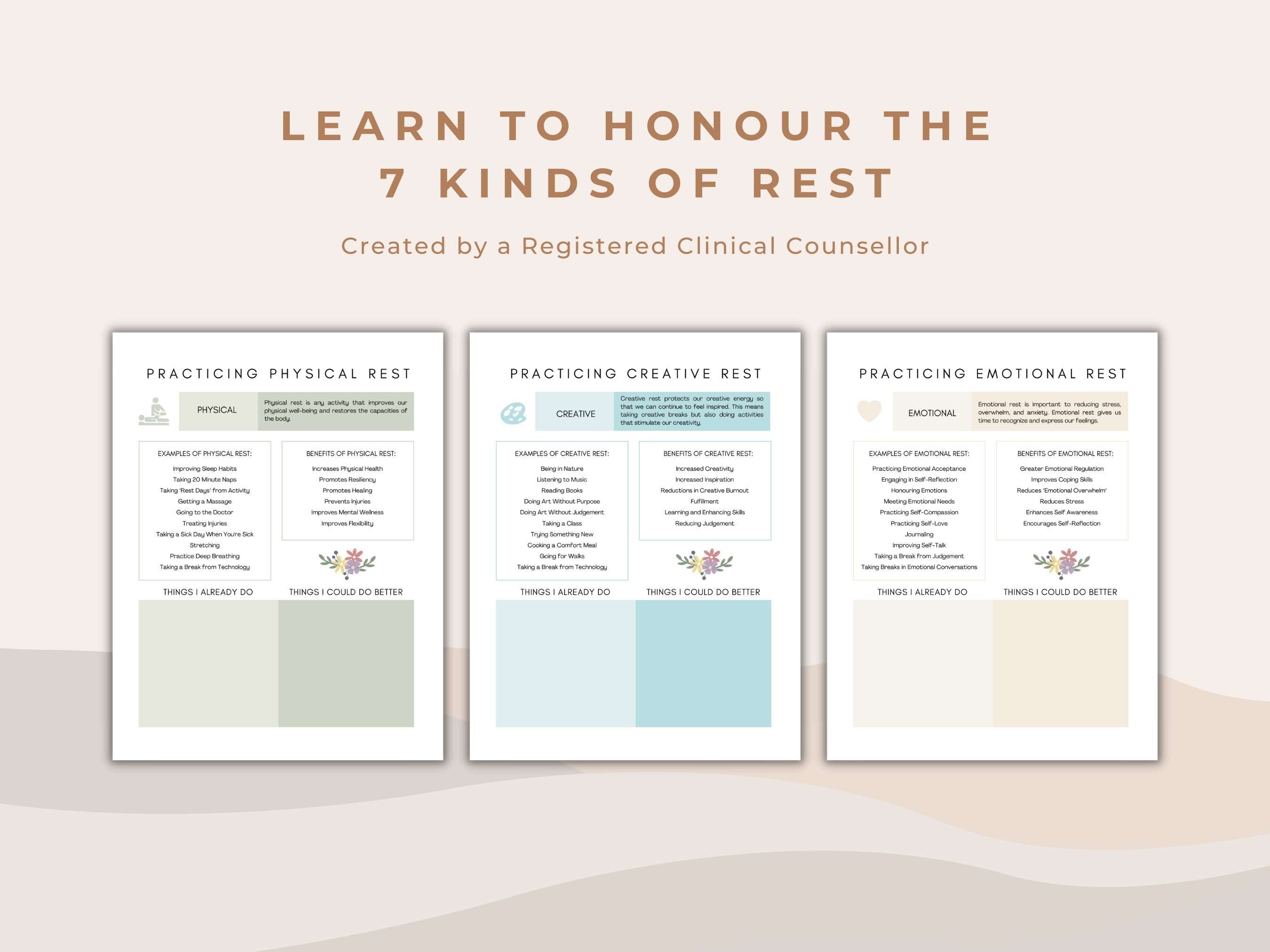 7 Types of Rest Self-care Workbook: Mental Health (PDF) - Etsy