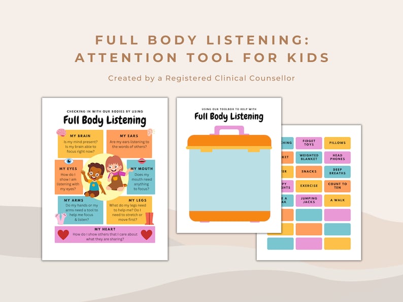 Full Body Listening Tool: Kids Attention Poster (digital Download) - Etsy
