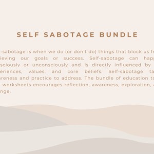Self Sabotage Workbook: Psychoeducation Tools & Worksheets (digital ...