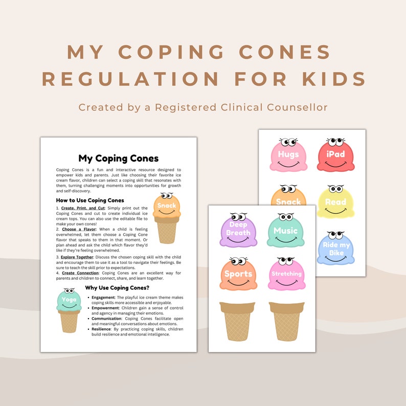 Coping Ice Cream Cones for Kids | Emotional Regulation and Calm Corner ...