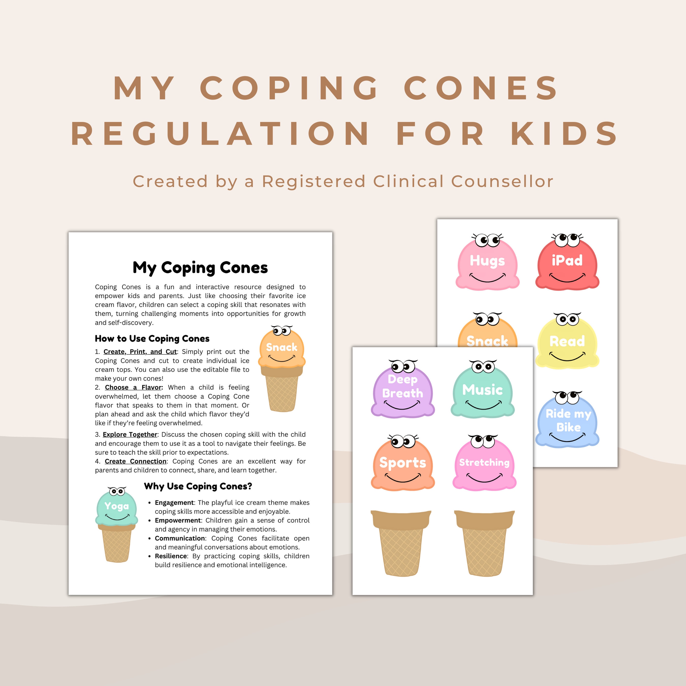 Coping Ice Cream Cones for Kids | Emotional Regulation and Calm Corner ...