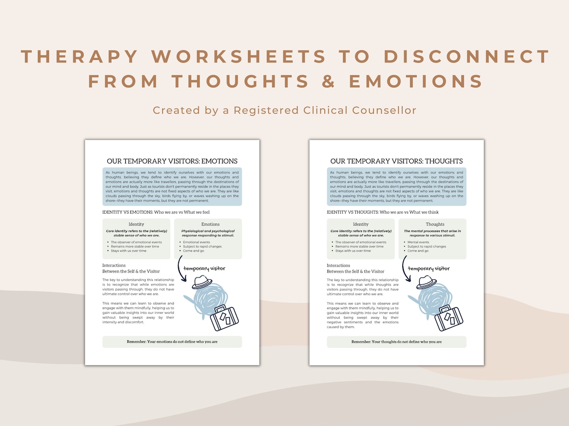 Externalizing Thoughts & Emotions Worksheet: CBT, ACT, Narrative ...