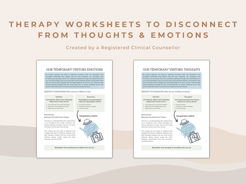 Externalizing Thoughts & Emotions Worksheet: CBT, ACT, Narrative ...