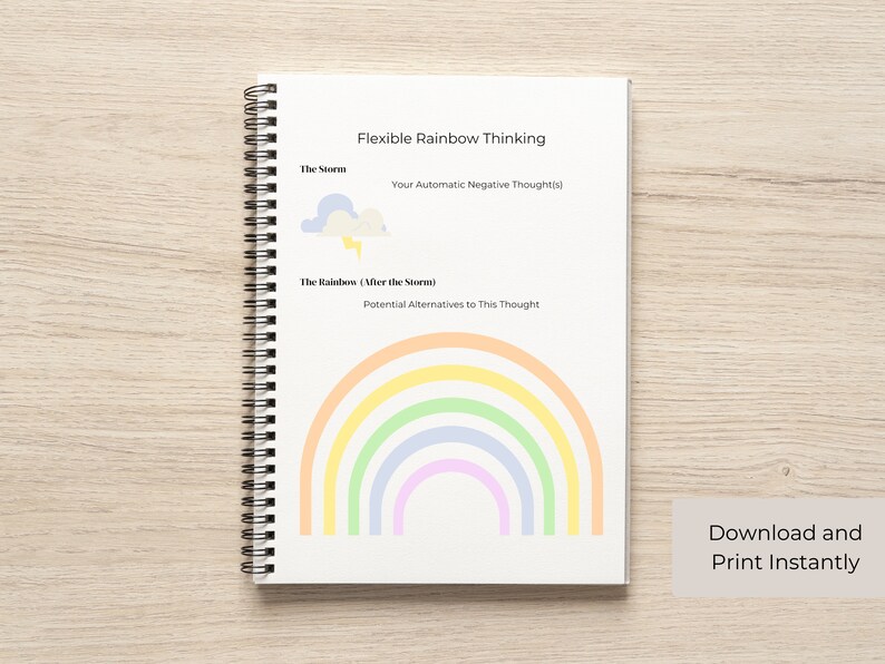 Flexible Thinking Rainbow Worksheet: CBT Thought Replacement (PDF) - Etsy
