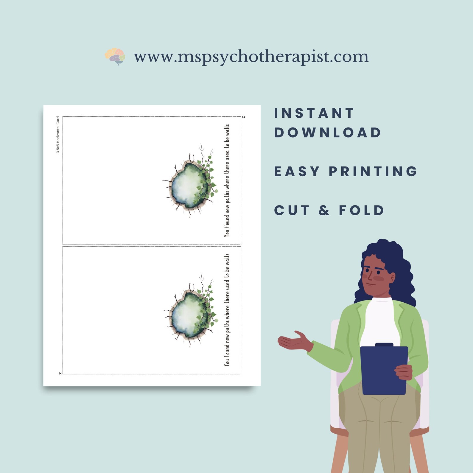 Therapy Termination Card: Printable Goodbye Card for Therapist (digital ...