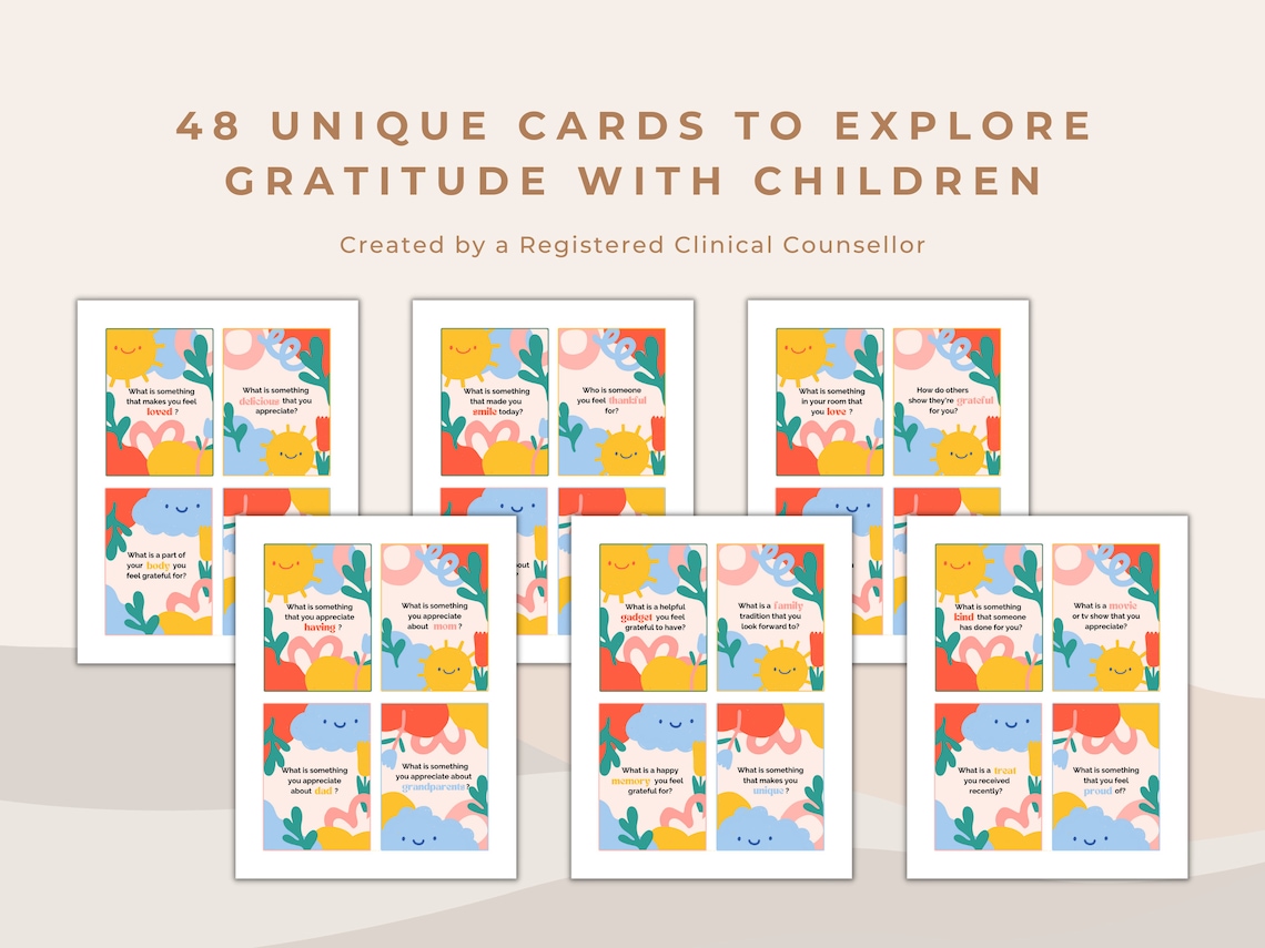 Gratitude Cards for Children: Teaching Kids Grateful - Etsy
