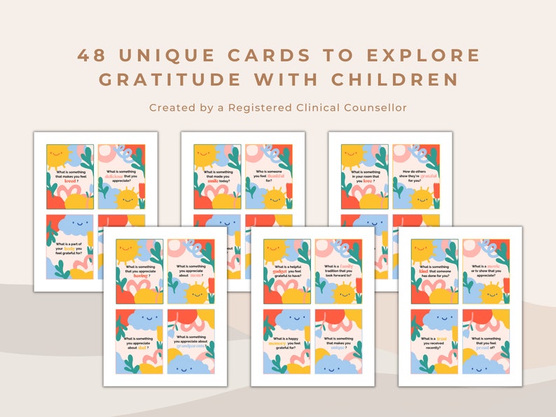 Gratitude Cards for Children: Teaching Kids Grateful Reflection to ...