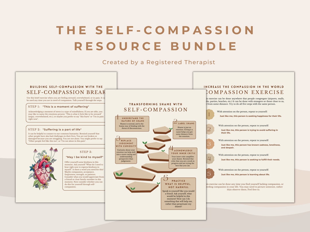 Self-compassion Resource Bundle: Mental Health Worksheets (PDF) - Etsy