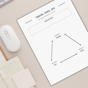 Cognitive Triangle CBT Worksheets: Think, Feel, Do (PDF Download) - Etsy