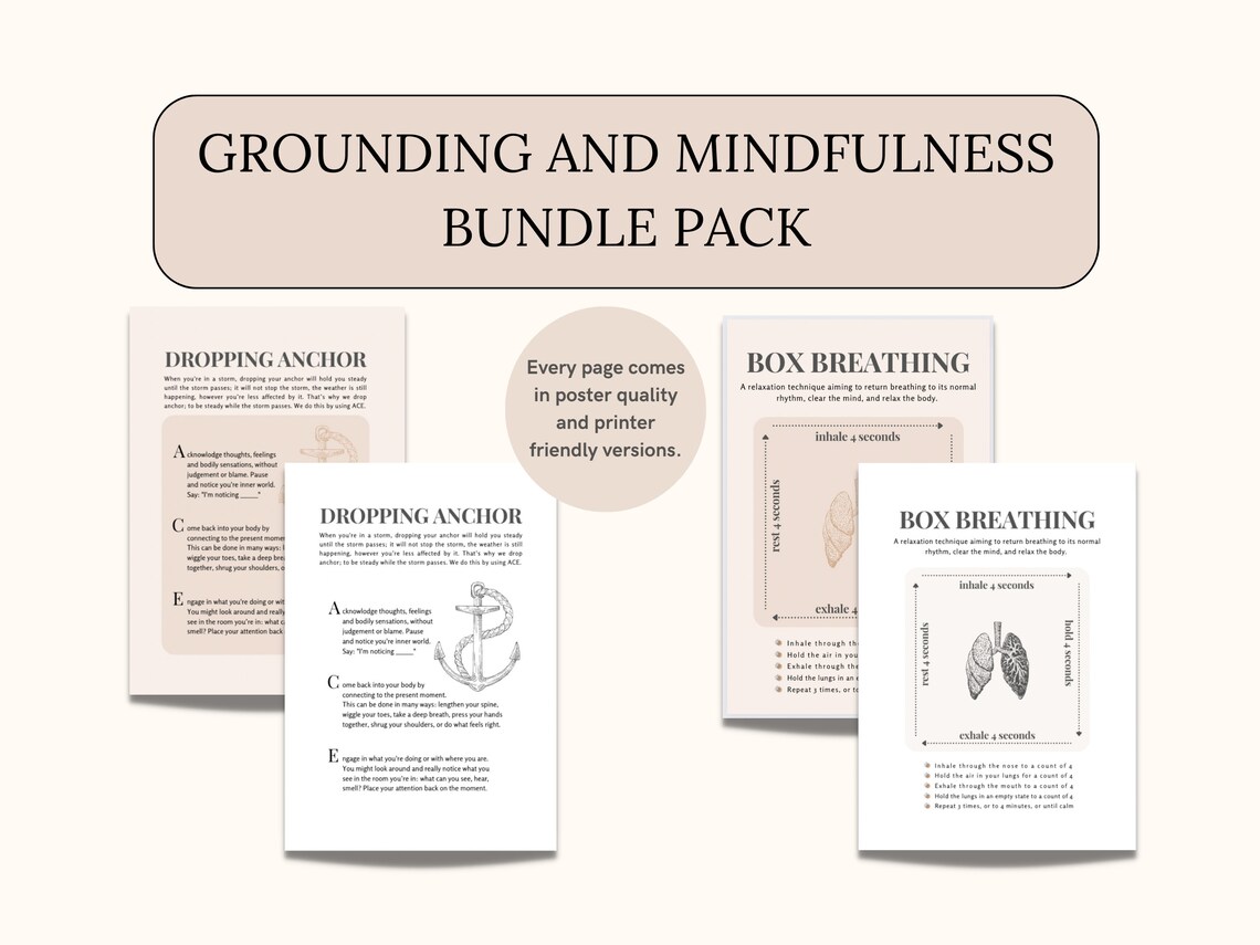 Grounding Mindfulness and Breathing Visual Aids and Posters - Etsy