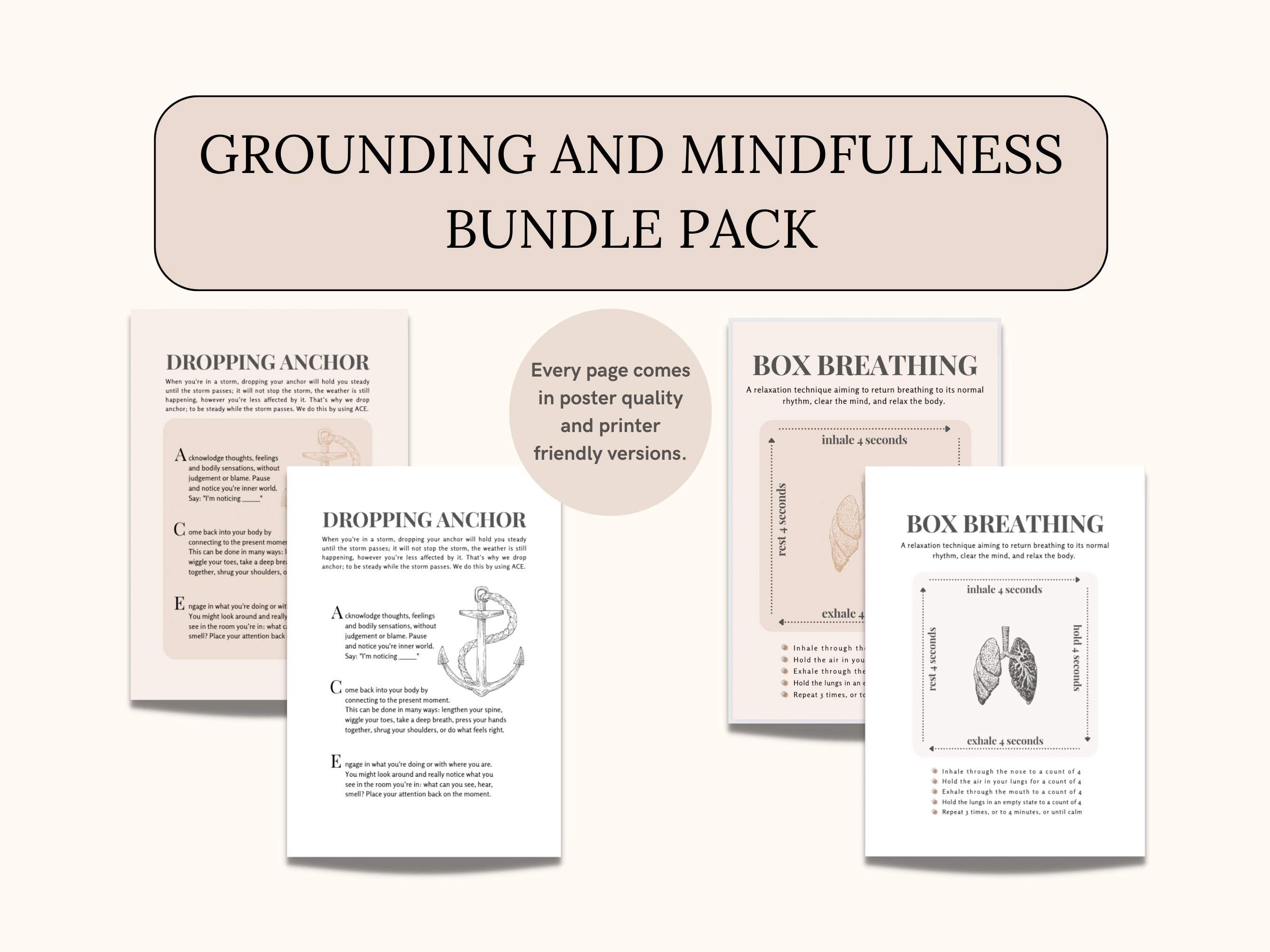 Grounding Mindfulness and Breathing Visual Aids and Posters - Etsy