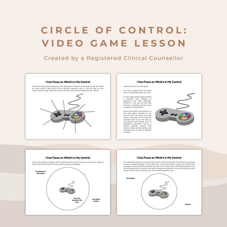 Circle of Control Controller Worksheets: 5 Worksheets for Helping Kids ...