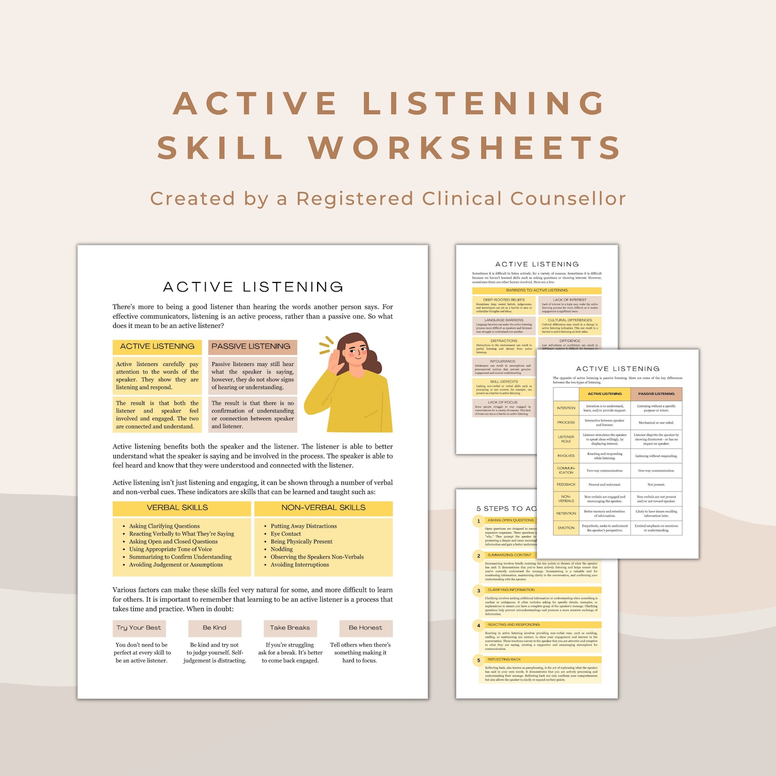 Active Listening Skills Worksheets: Communication Training (PDF) - Etsy