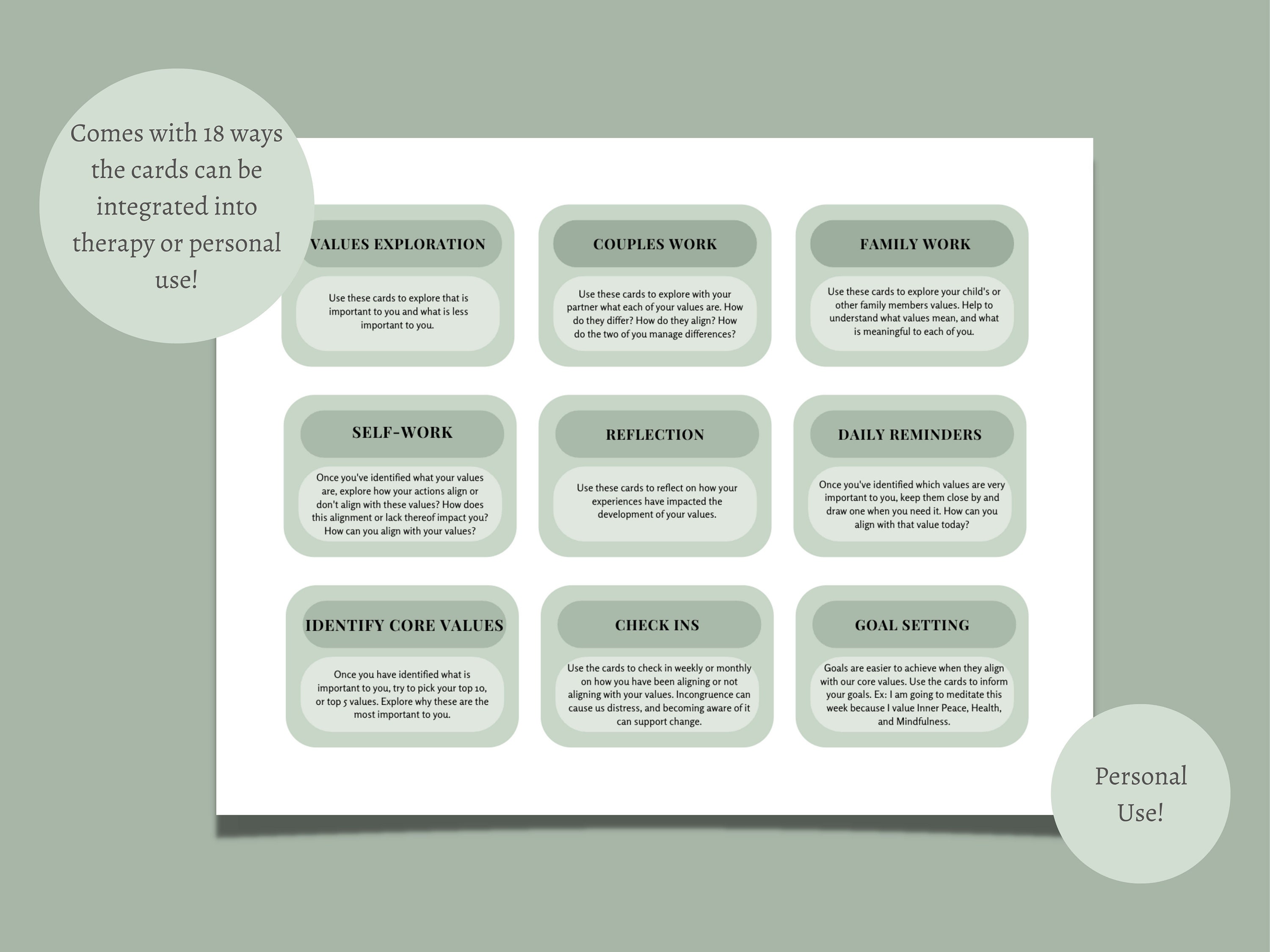 Values Identification and Exploration Cards for Therapeutic - Etsy ...