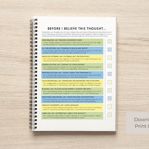 Thinking Trap Checklist: Cognitive Distortions CBT Worksheet (PDF) - Etsy