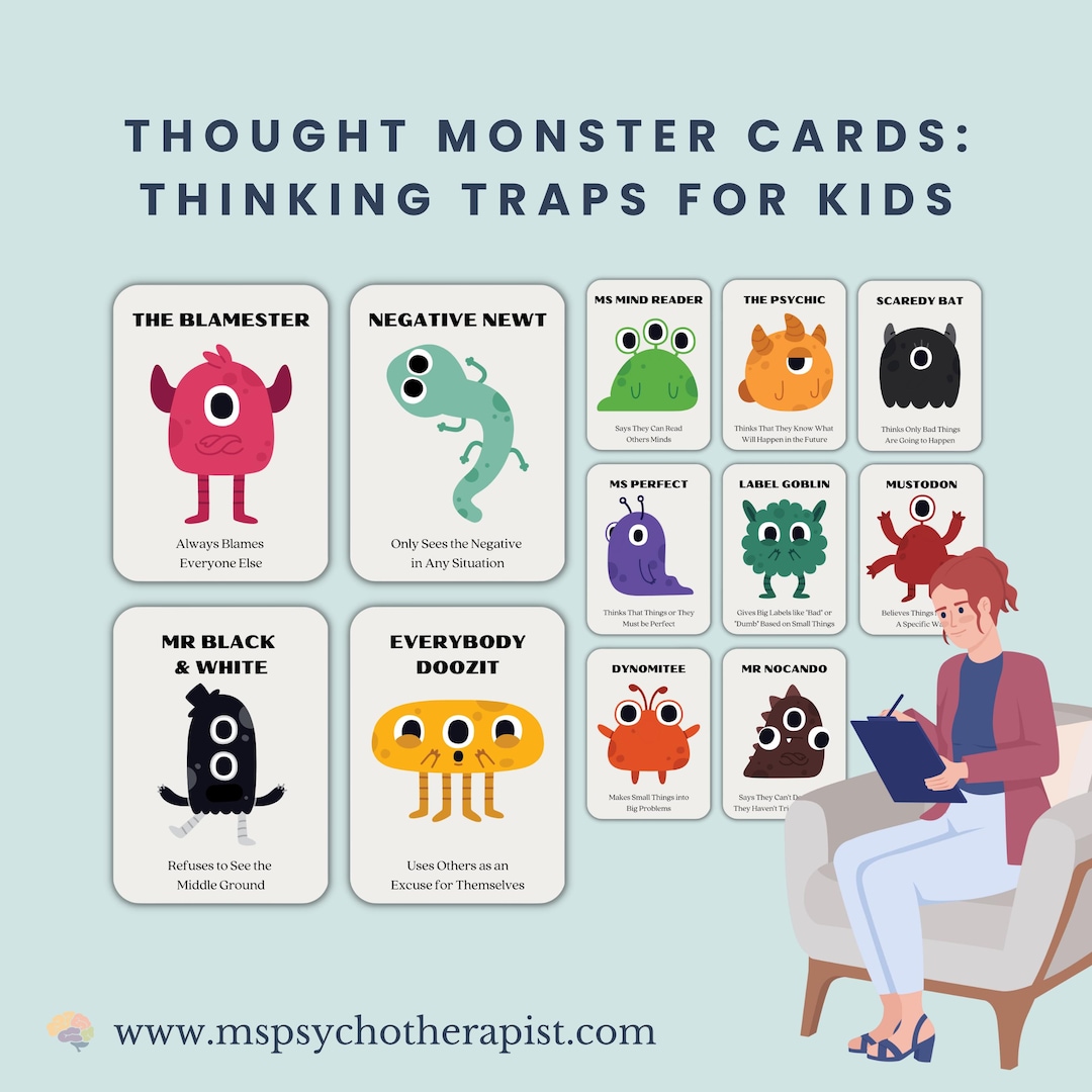 Thought Monster Cards: Kids' Thinking Traps, Communication Tool (PDF ...