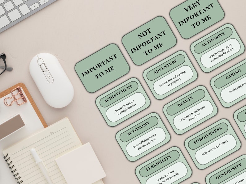 Values Identification Cards: Therapeutic Exploration (digital Download ...