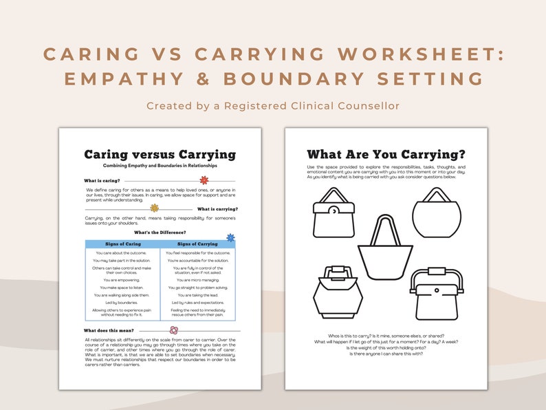 Caring Vs Carrying: Worksheet for Setting Healthy Boundaries - Etsy