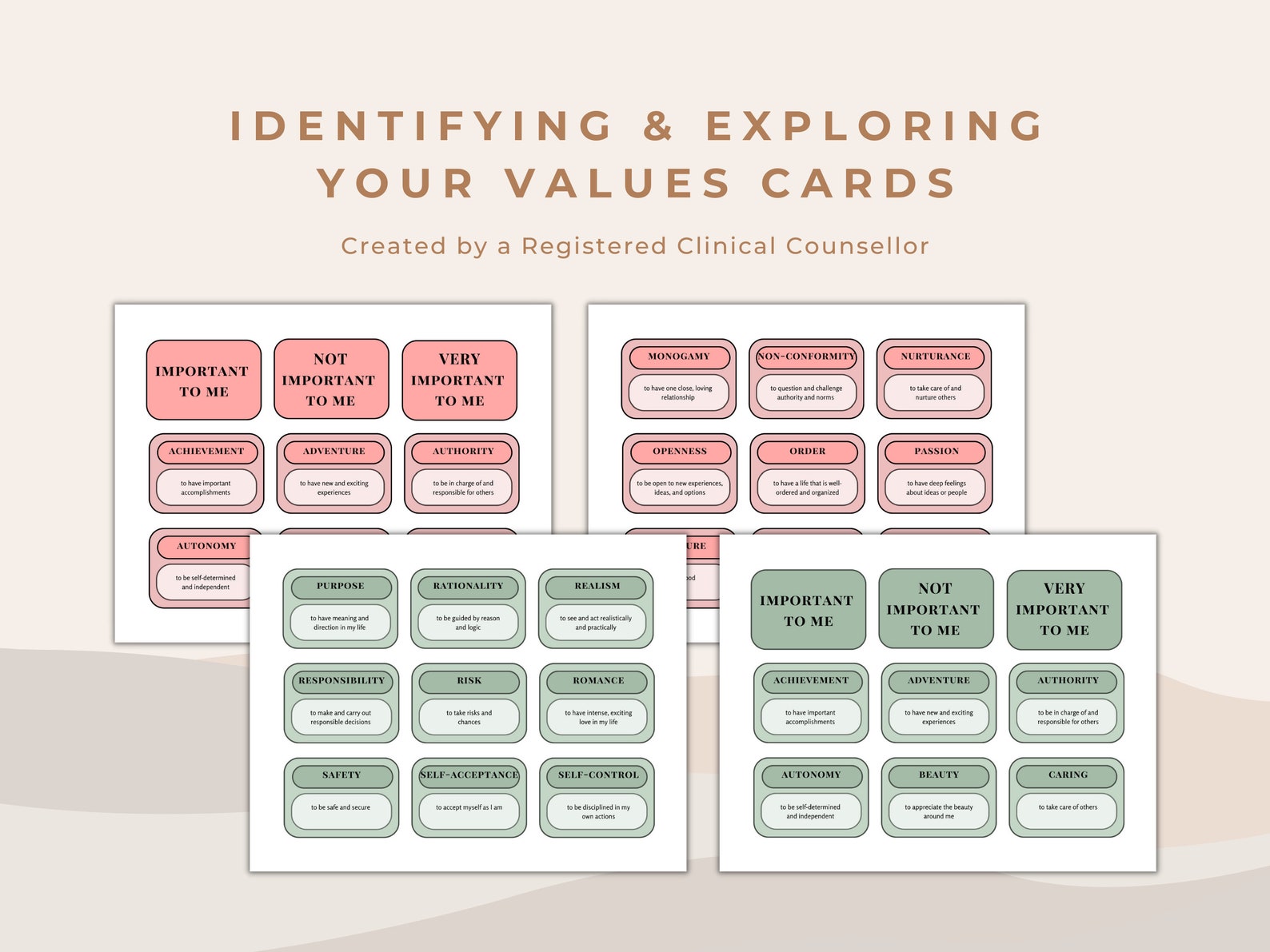 Values Identification and Exploration Cards for Therapeutic - Etsy