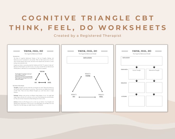 Cognitive Behavior Therapy CBT Triangle Worksheet - Etsy