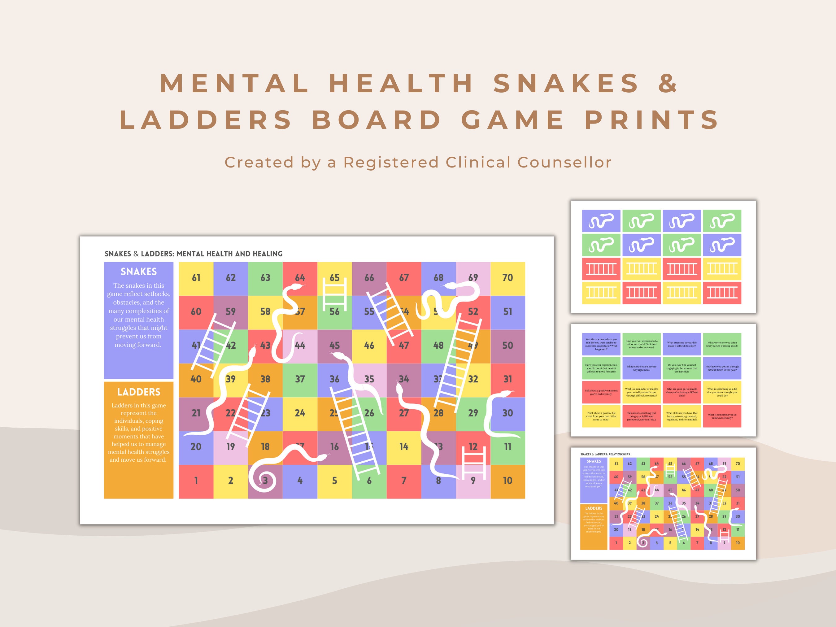 Snakes And Ladders Board Game For Mental Health And Wellbeing Etsy